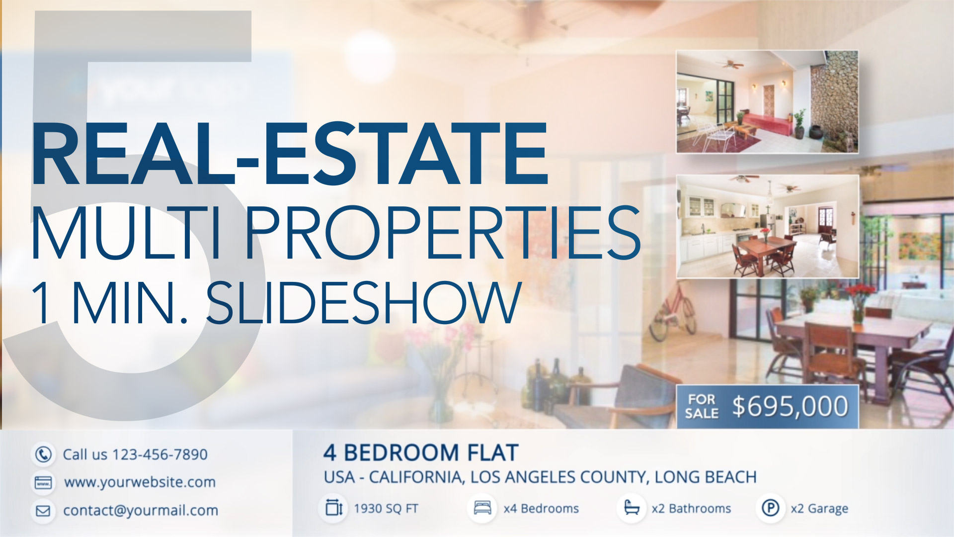 Real-Estate Multi Properties 1min Slideshow 5 - Final Cut Pro X Template